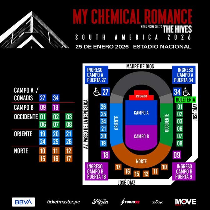My Chemical Romance en Lima 2026 el setlist de canciones de su ...