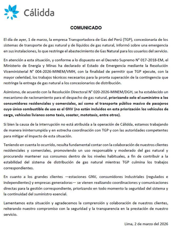 Camisea: Minem declara emergencia suministro de gas hasta 14 de marzo ...