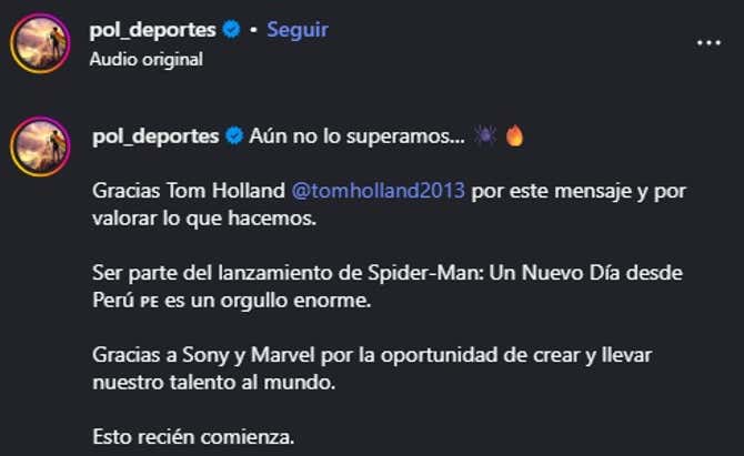 Tom Holland agradece a Pol Deportes por promocionar 'Spider-Man: Un ...