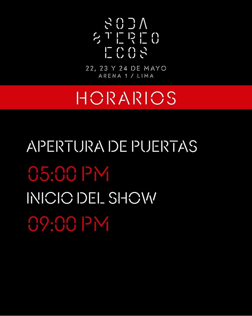 Soda Stereo en Lima 2026 HOY setlist horarios mapa y todo sobre sus ...