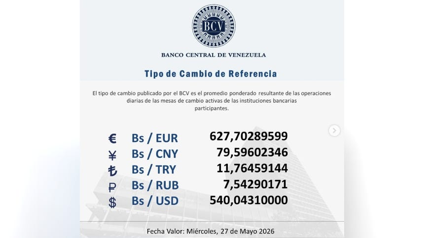 Dólar BCV y paralelo hoy cotización en Venezuela 27 de mayo 2026